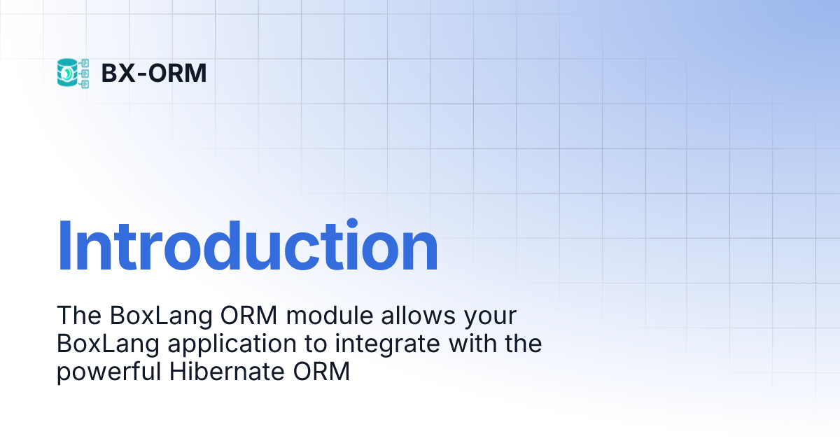 Introduction | BX-ORM